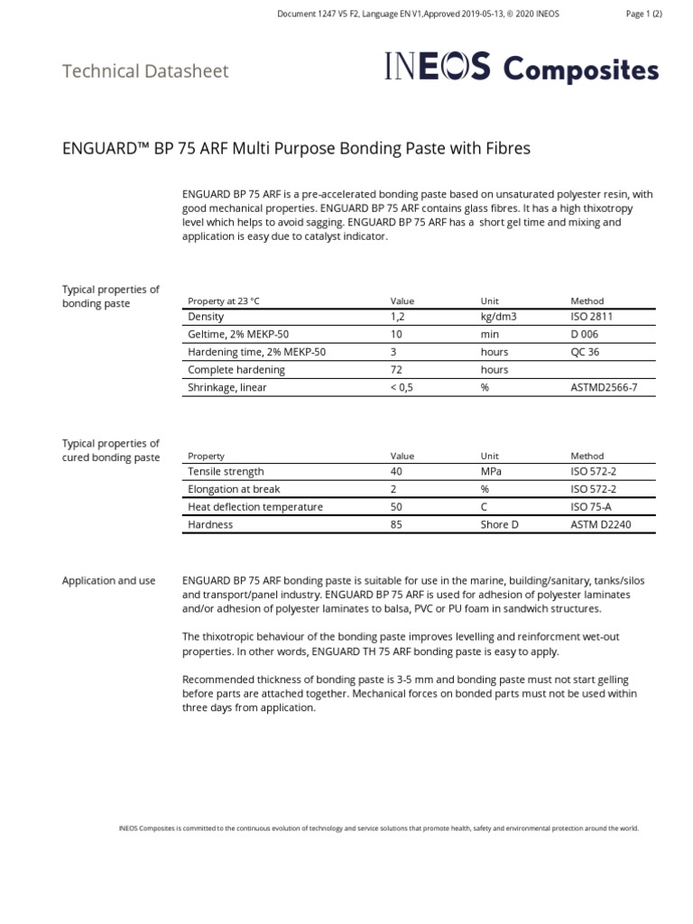 Technical Datasheet: ENGUARD™ BP 75 ARF Multi Purpose Bonding Paste ...