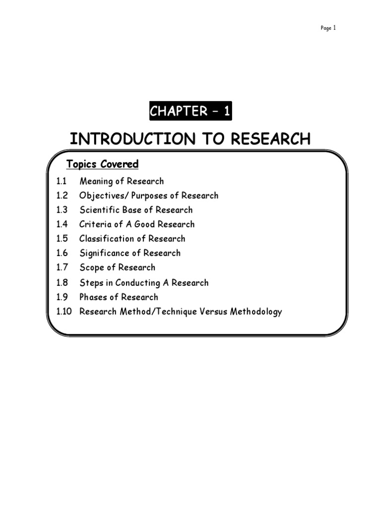 Introduction To Research: Chapter - 1 | PDF | Social Science ...