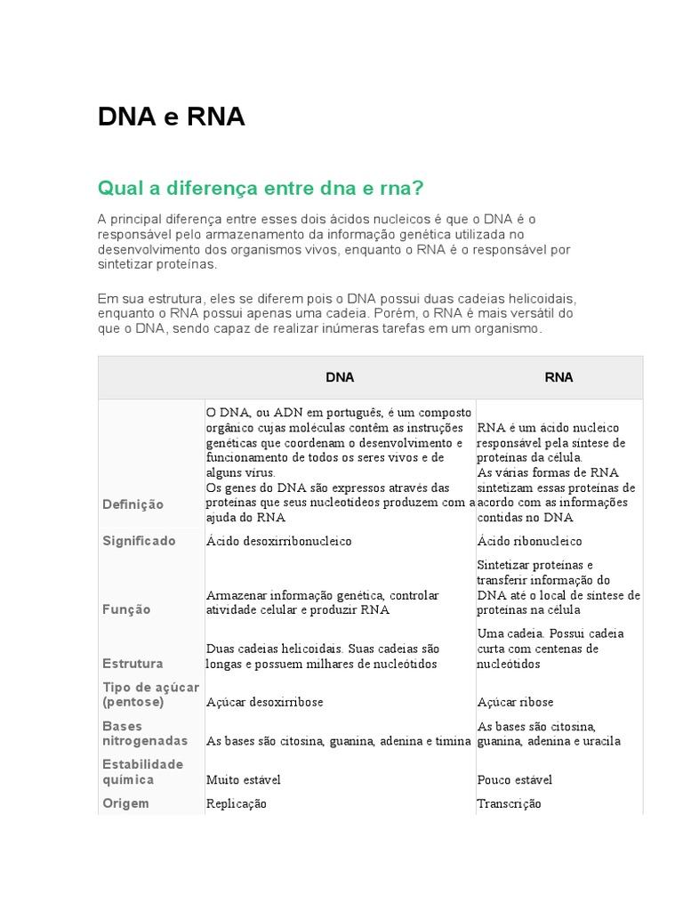 DNA e RNA | PDF | RNA | DNA