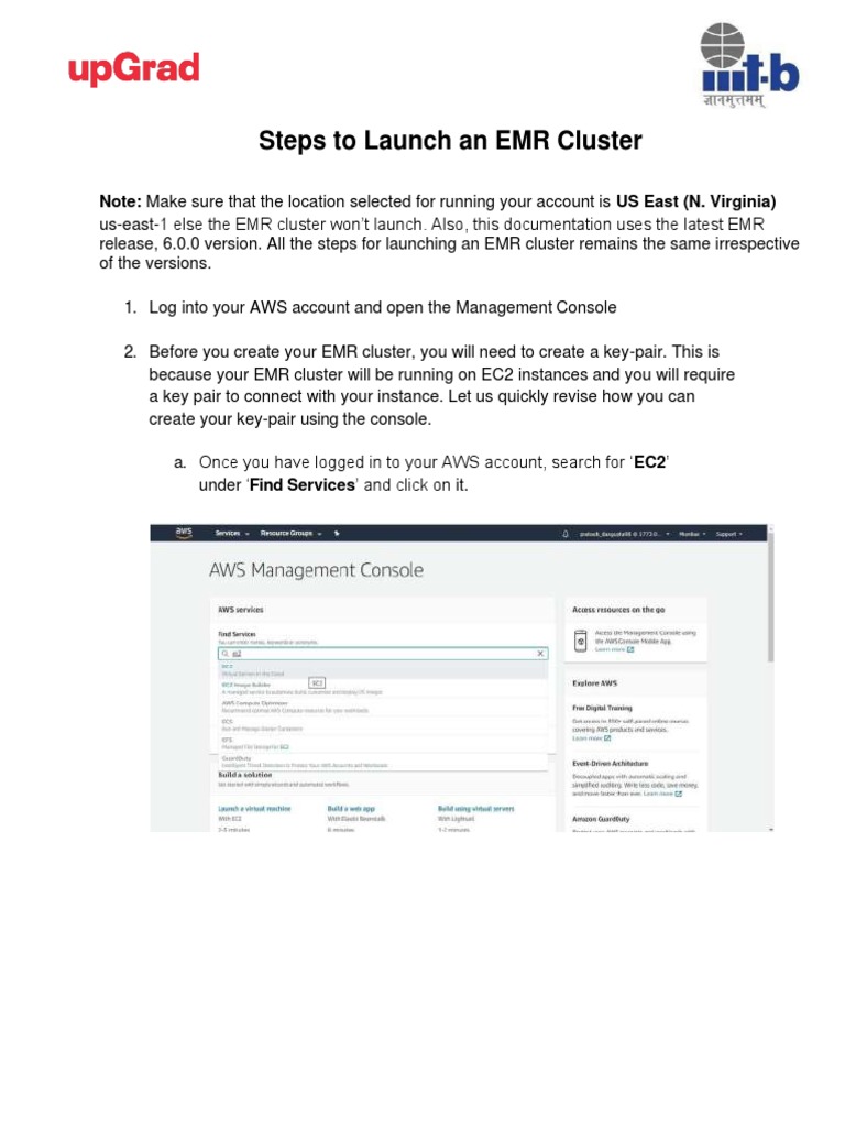 Steps To Launch An EMR Cluster | PDF | Apache Hadoop | Software Engineering