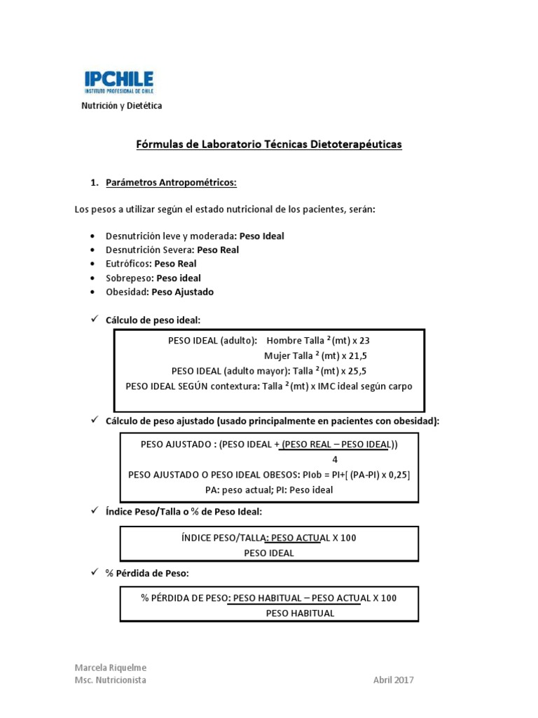 FÃ Rmulas Antropometria | PDF | Obesidad | Índice de masa corporal