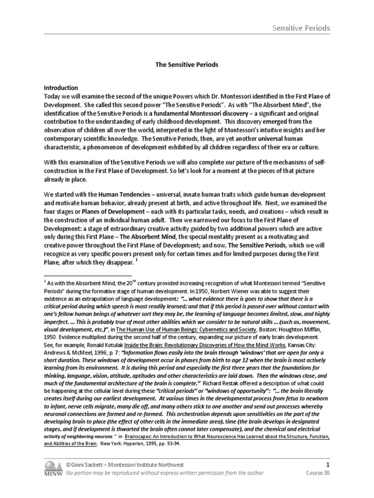 Sensitive Periods C38 | PDF | Perception | Mind