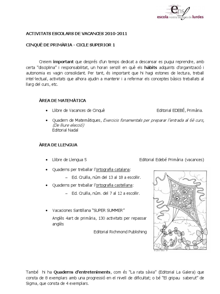 Deures de Vacances 5è | PDF