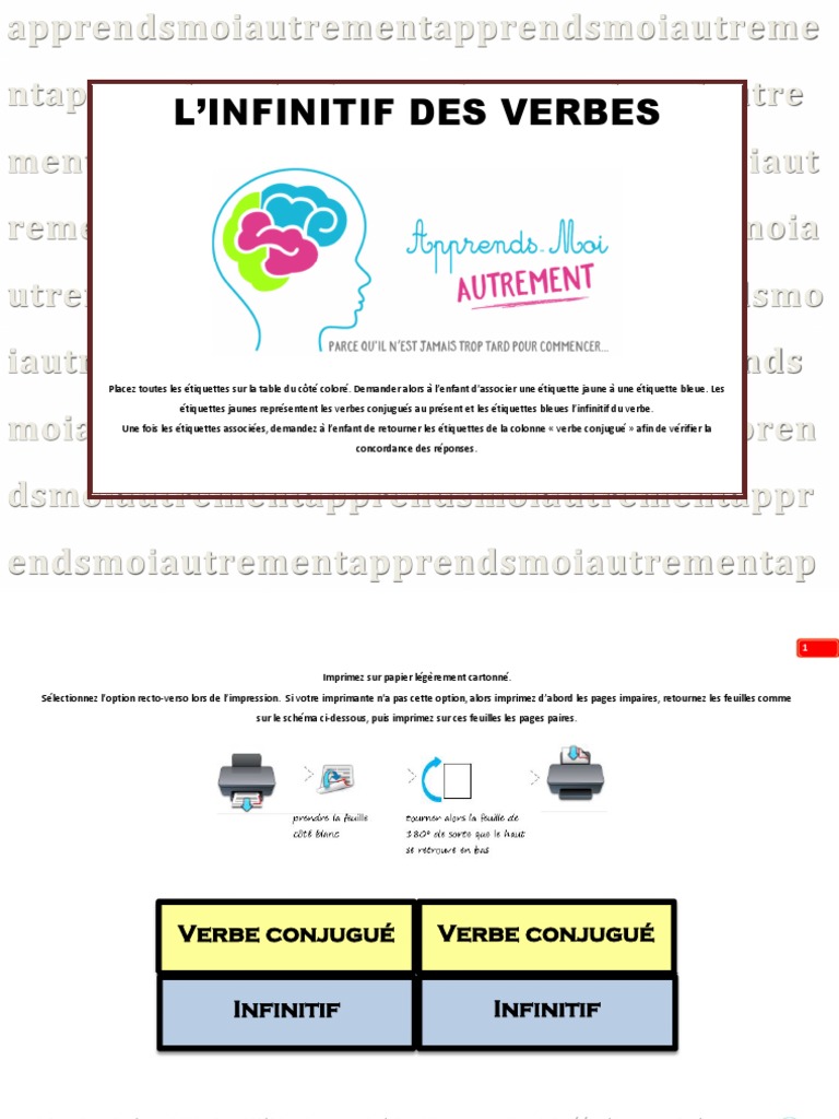 Étiquettes des verbes à l'infinitif | PDF | Imprimante (Informatique)