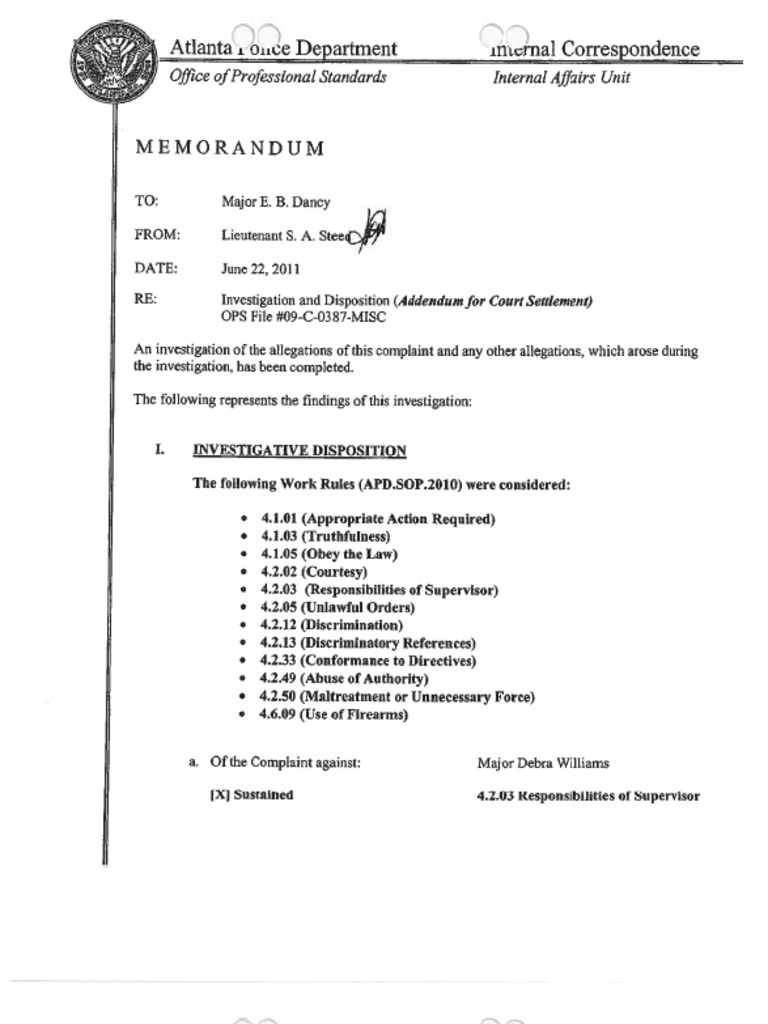 Atlanta Eagle Raid: Office of Professional Standards (OPS ...