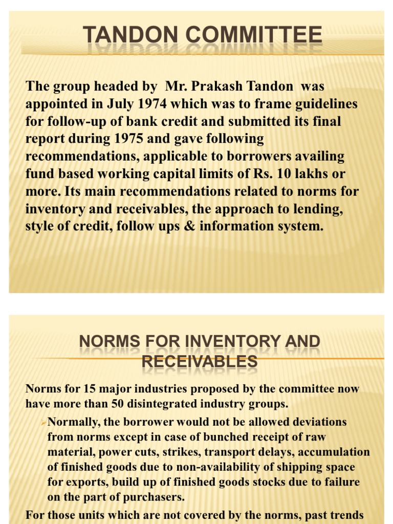 Tandon Committee | PDF