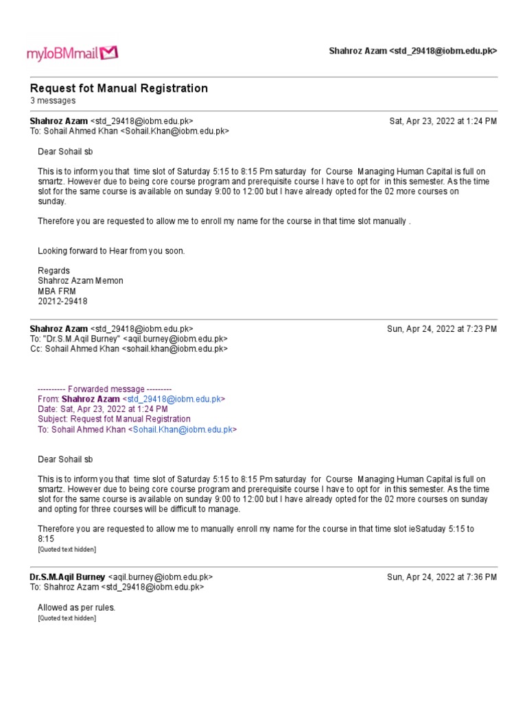 Institute of Business Management Mail - Request Fot Manual Registration ...