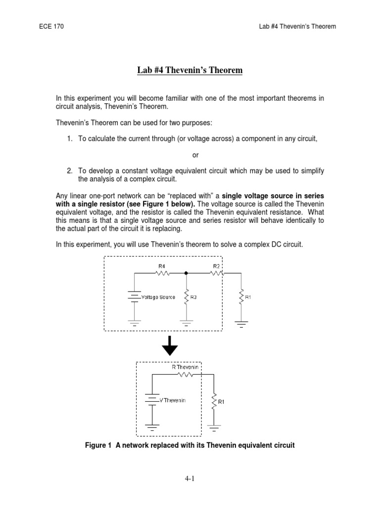 Thevenin's Theorem Lab Guide | PDF | Electrical Network | Electromagnetism
