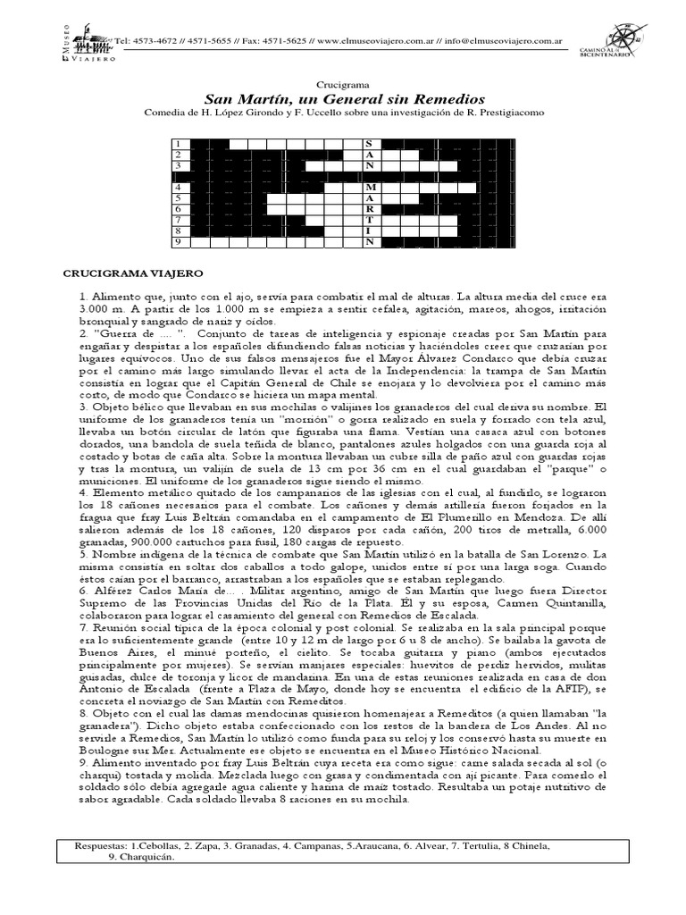 Crucigrama San Martin | PDF | Comida y bebida | Cocina