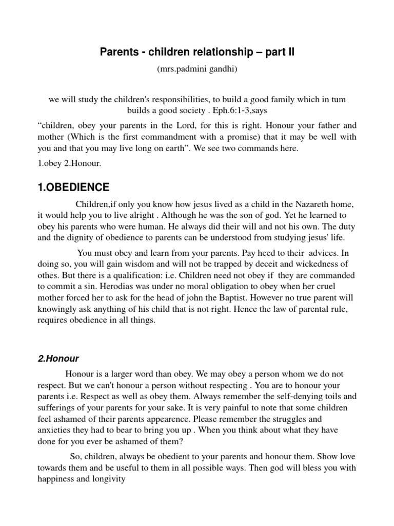 Parents Children Relationship | PDF