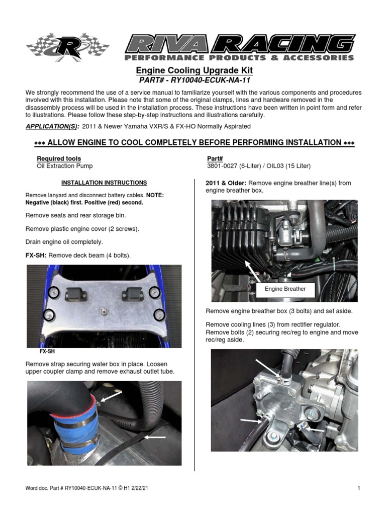Engine Cooling Upgrade Kit RIVA RACING | PDF | Pipe (Fluid Conveyance ...