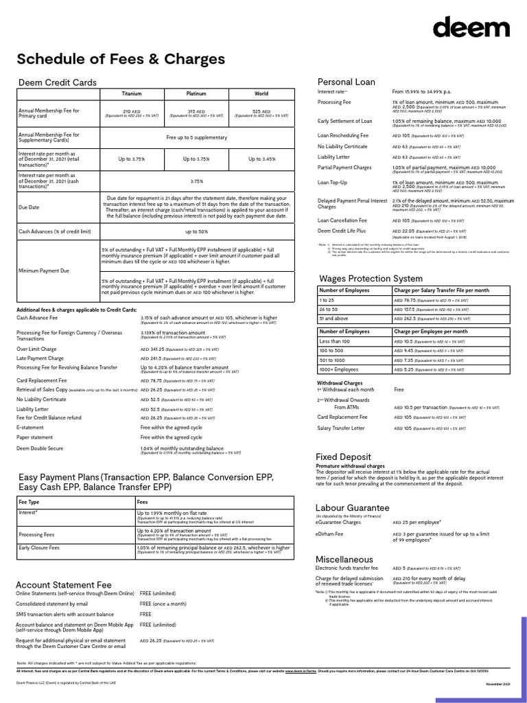 Schedule of Fees & Charges November 2021 (English) | PDF | Credit Card ...