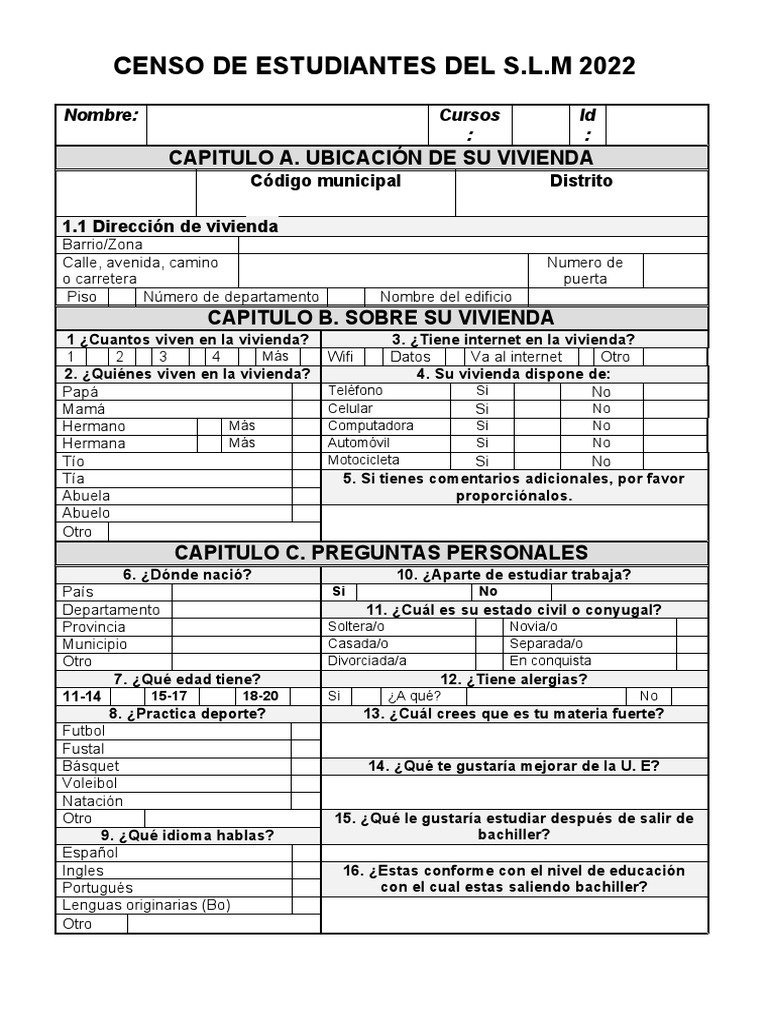 Hoja de Censo U.E | PDF