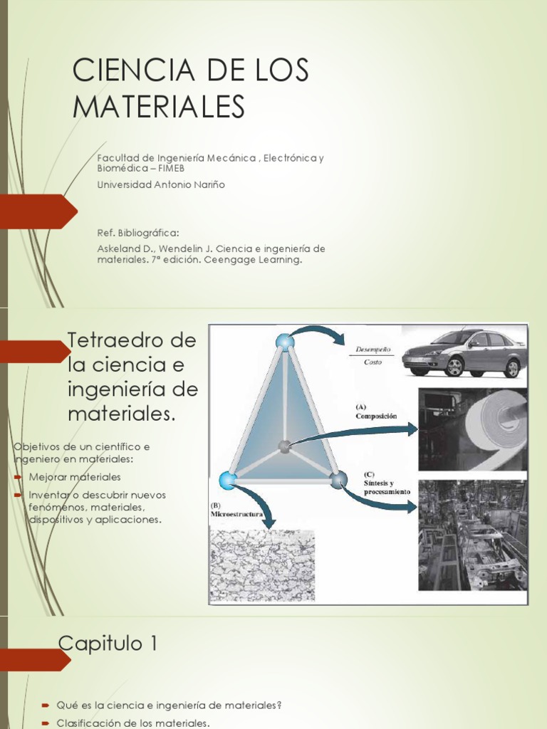 Presentación 1 Tema 1 Ciencia de Los Materiales. | PDF | Polímeros | Ingeniería
