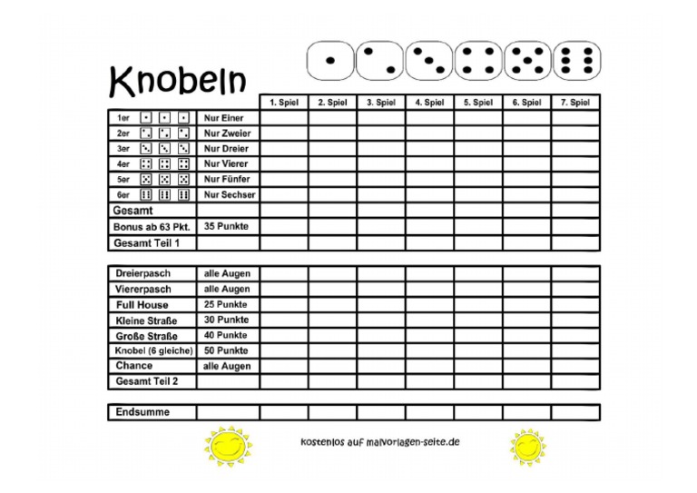 Knobeln Vorlage | PDF