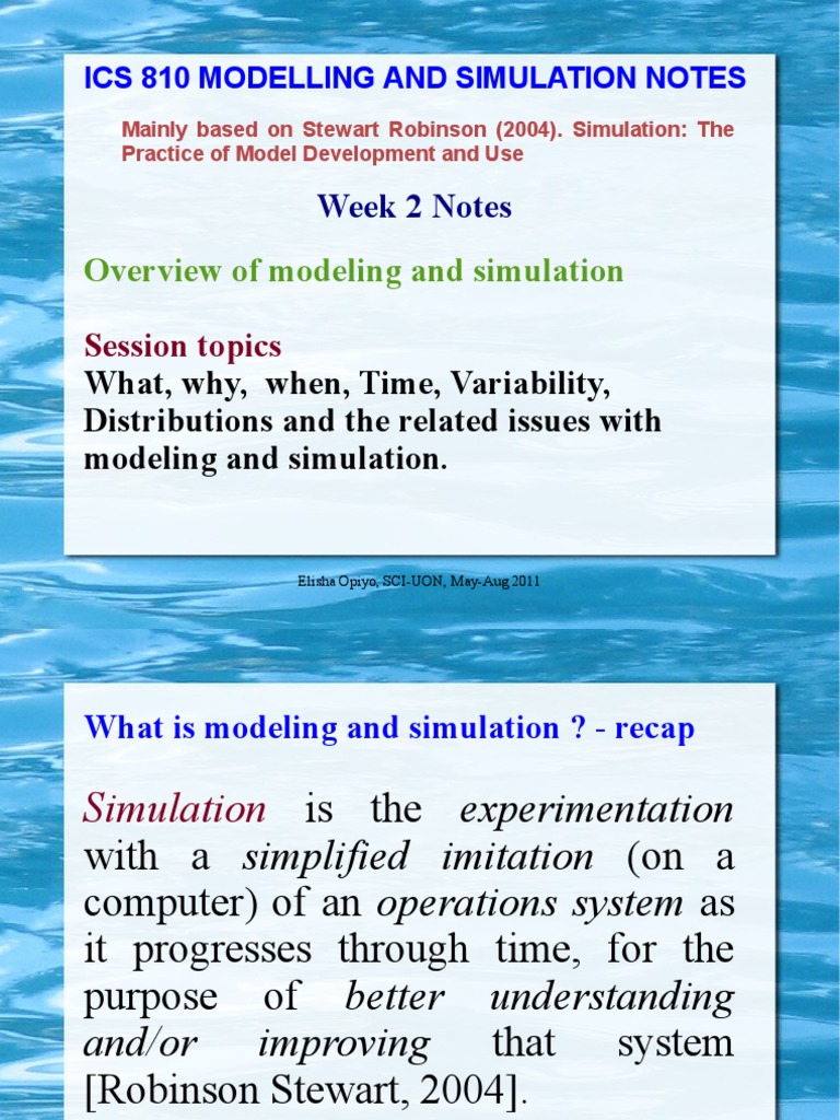 Week 2 Notes: Overview of Modeling and Simulation | PDF | Simulation ...