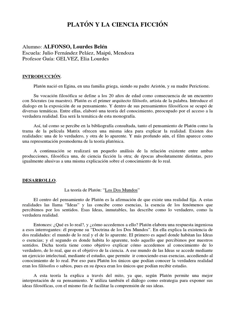 Platón y Matrix: Dos Realidades | PDF | Platón | Conocimiento