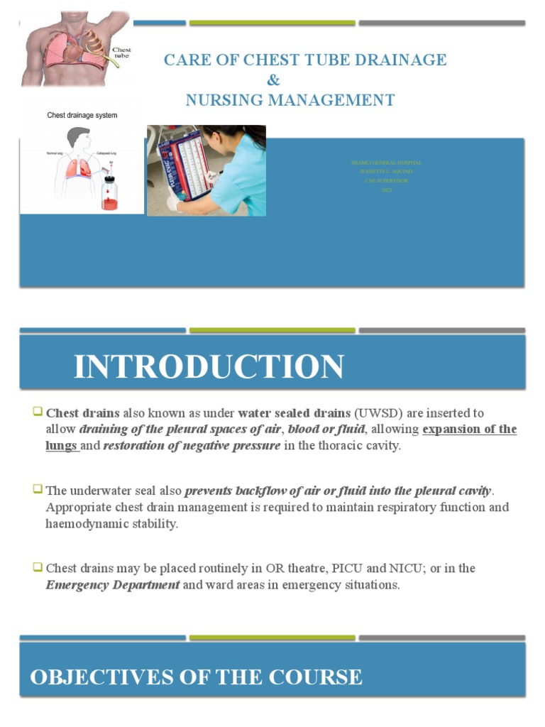 Chest Tube Drainage Nursing Care Guide | PDF | Thorax | Diseases And ...
