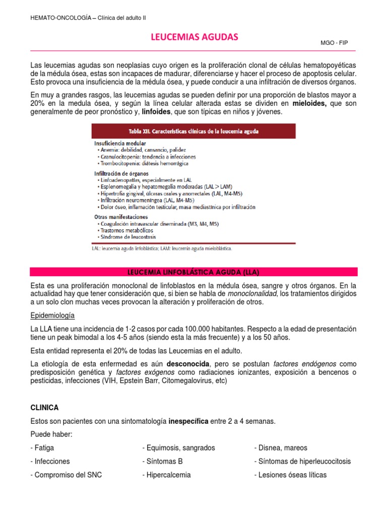 Tratamiento y clasificación de la leucemia linfoide aguda en adultos ...