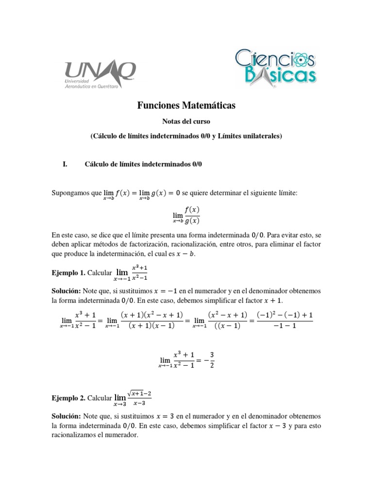 Limites Interminados y Unilaterales | PDF | Límite (Matemáticas ...