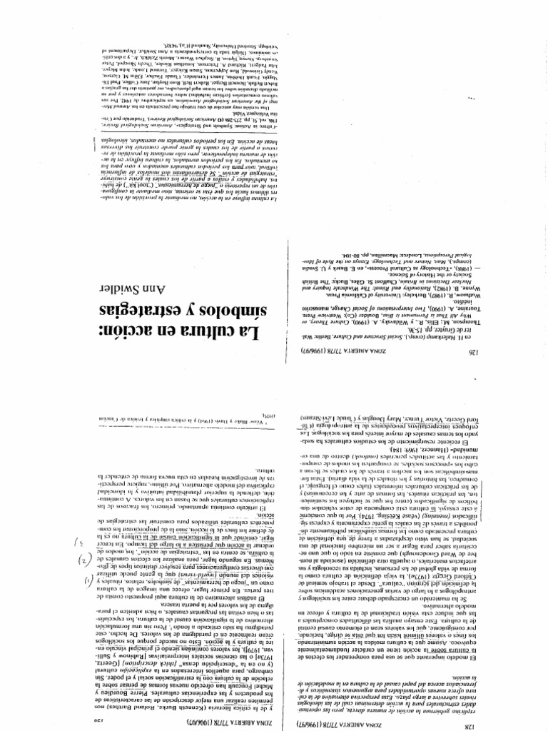 Swidler. La Cultura en Acción | PDF