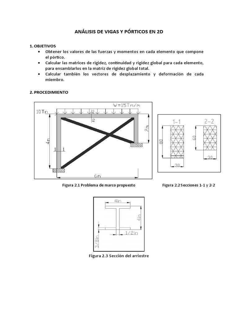 Análisis de Vigas y Pórticos 2D | PDF | Rigidez | Matriz (Matemáticas)