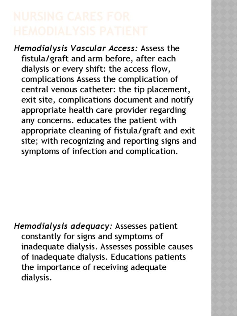 Nursing Care for Hemodialysis Patients | PDF | Hemodialysis | Causes Of Death