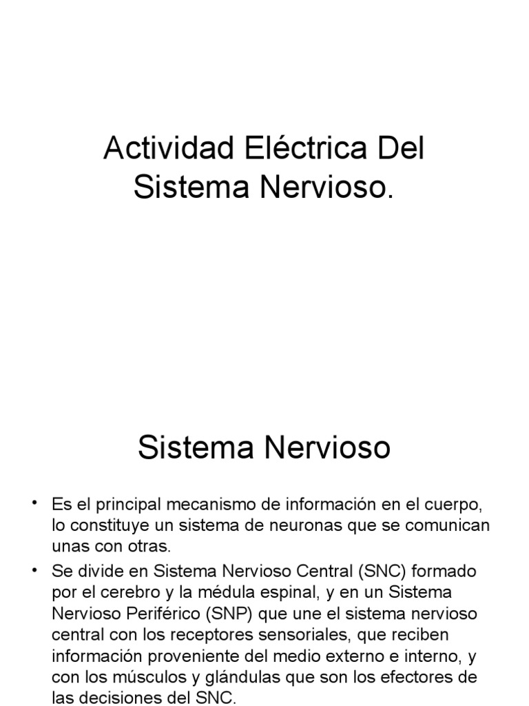 Actividad Eléctrica Del Sistema Nervioso | PDF | Neurona | Sistema nervioso
