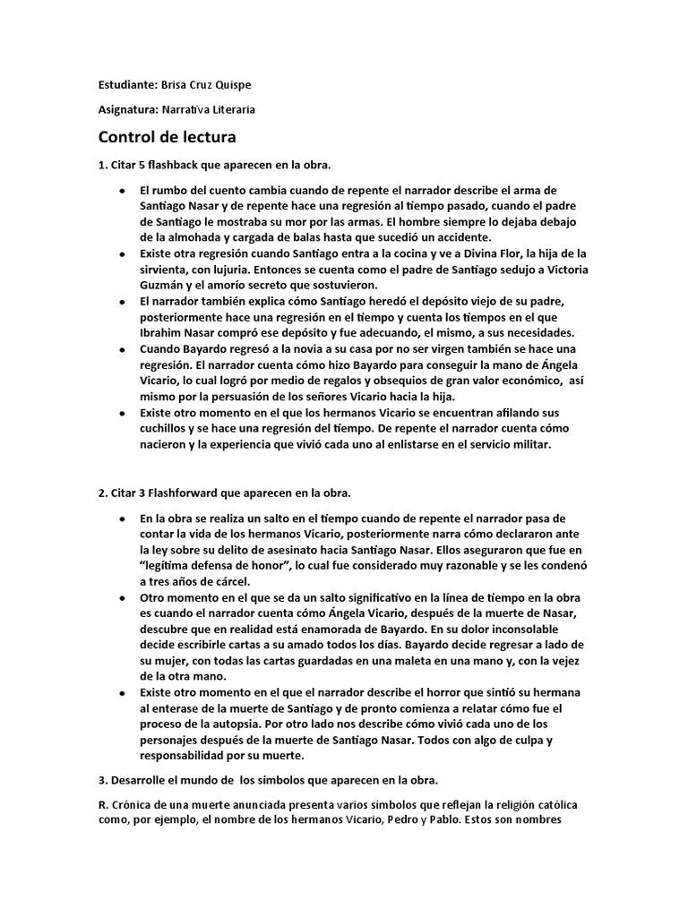 Crónica de Una Muerte Anunciada | PDF