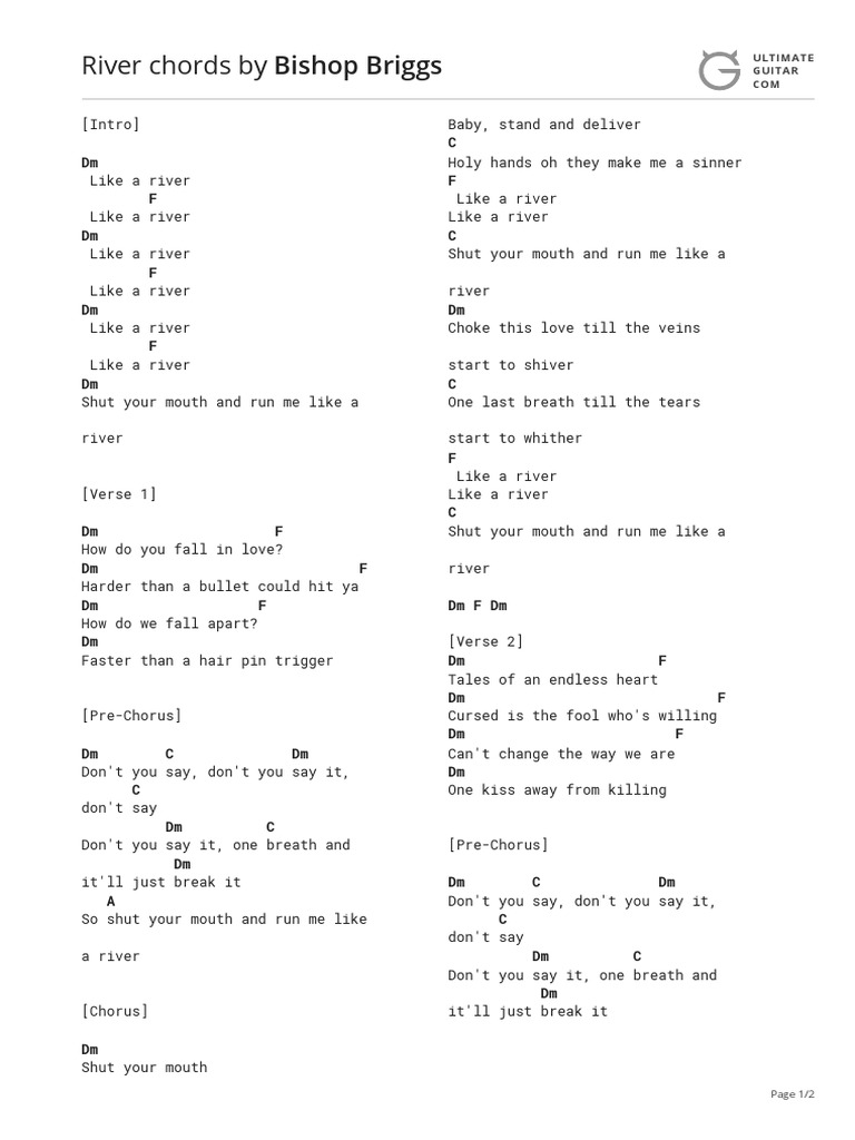 River Chords By Bishop Briggs Dm F Dm F Dm F Dm C F Pdf Song