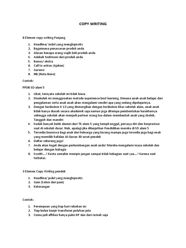 Copy Writing | PDF | Karier & Perkembangan