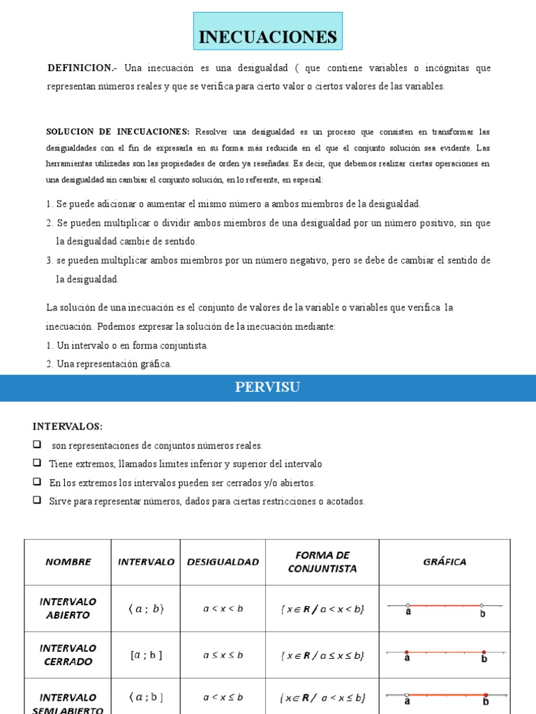 INTERVALOS E INECUACIONES (1) | PDF | Intervalo (Matemáticas) | Desigualdad (Matemáticas)