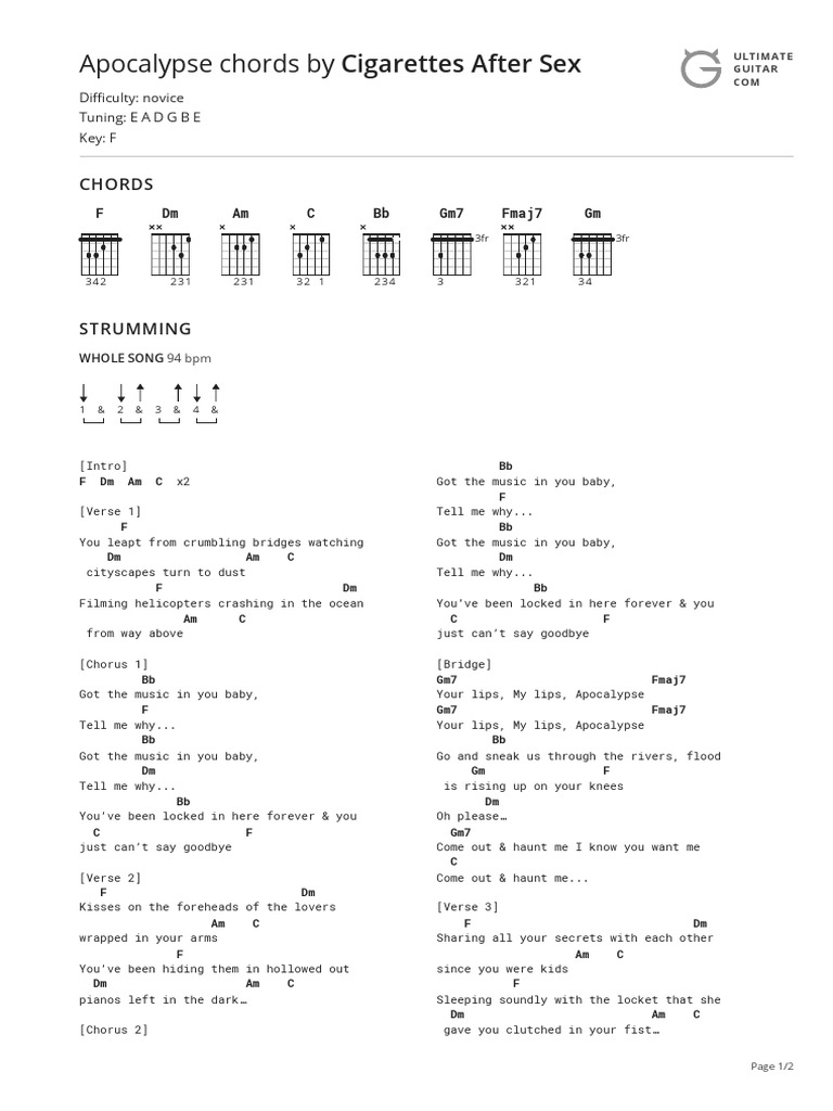 Cigarettes After Sex Apocalypse Pdf Song Structure Songs