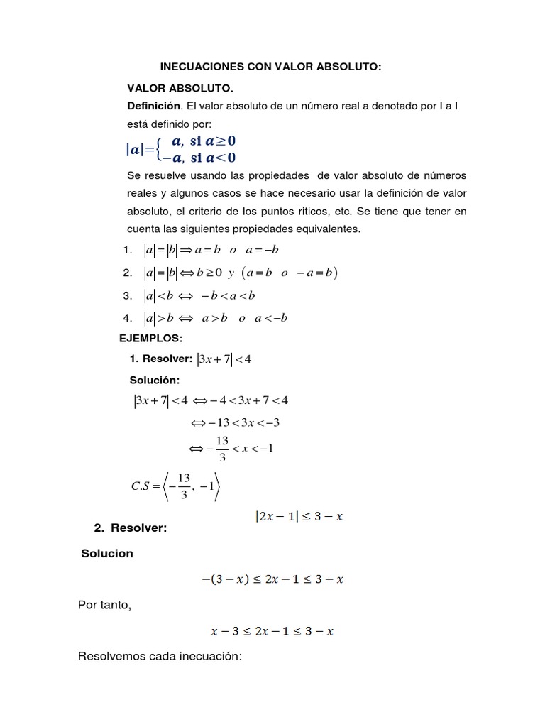Inecuaciones Con Valor Absoluto | PDF