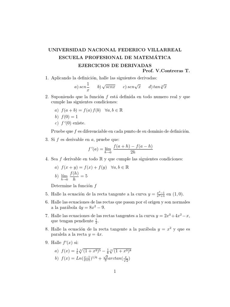 Ejercicios de Aplicación de Derivadas | PDF | Velocidad | Derivado