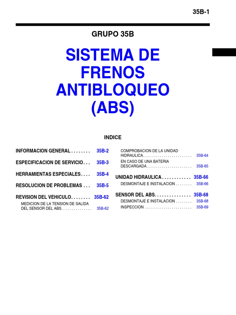ABS Freno Antibloqueo | PDF | Sistema de freno antibloqueo | Tecnología de vehículos