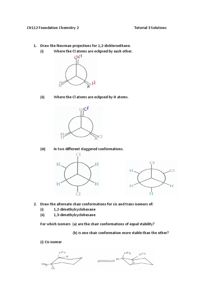 Newman and Chair Conformations Tutorial | PDF | Science & Mathematics