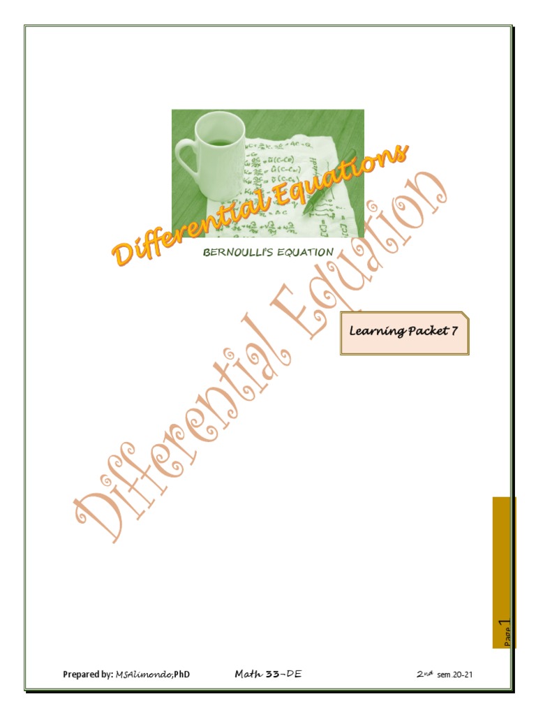 Bernoullis Equation | PDF | Equations | Differential Equations