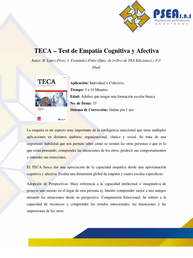 TECA Test de Empatía Cognitiva y Afectiva | PDF