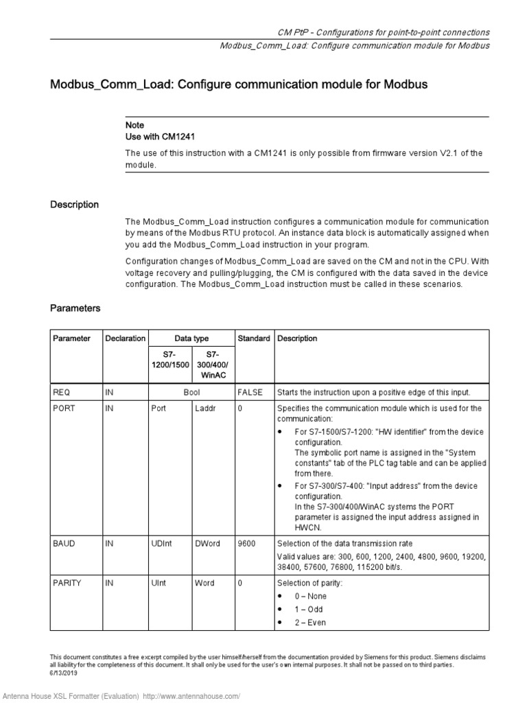 Modbus Configuration for CM1241 Module | PDF | Parameter (Computer ...
