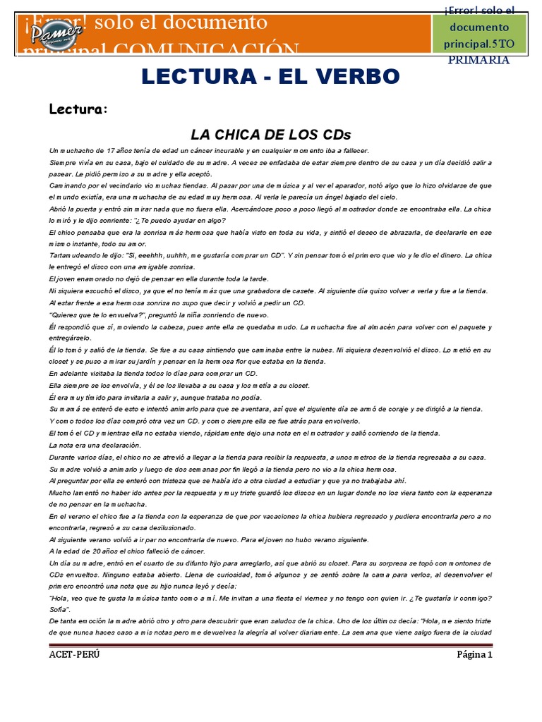 Lectura - El Verbo | PDF | Verbo | Tipología Lingüística