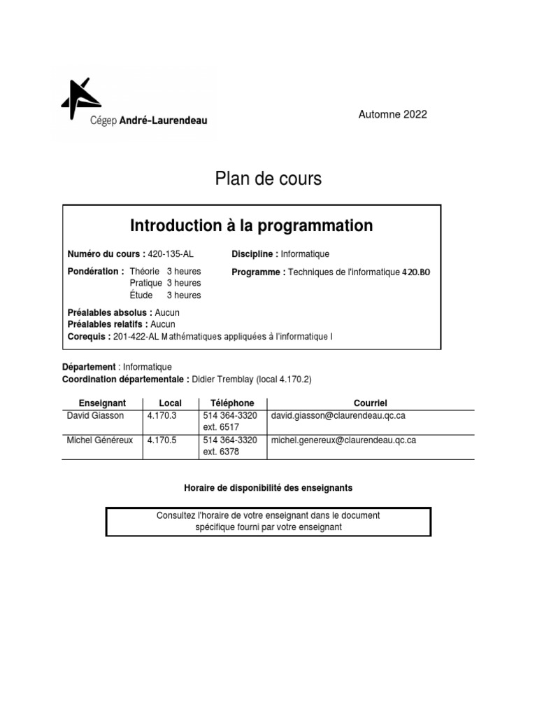 Programmation Plan | Download grátis PDF | Programmation informatique | Langage de programmation