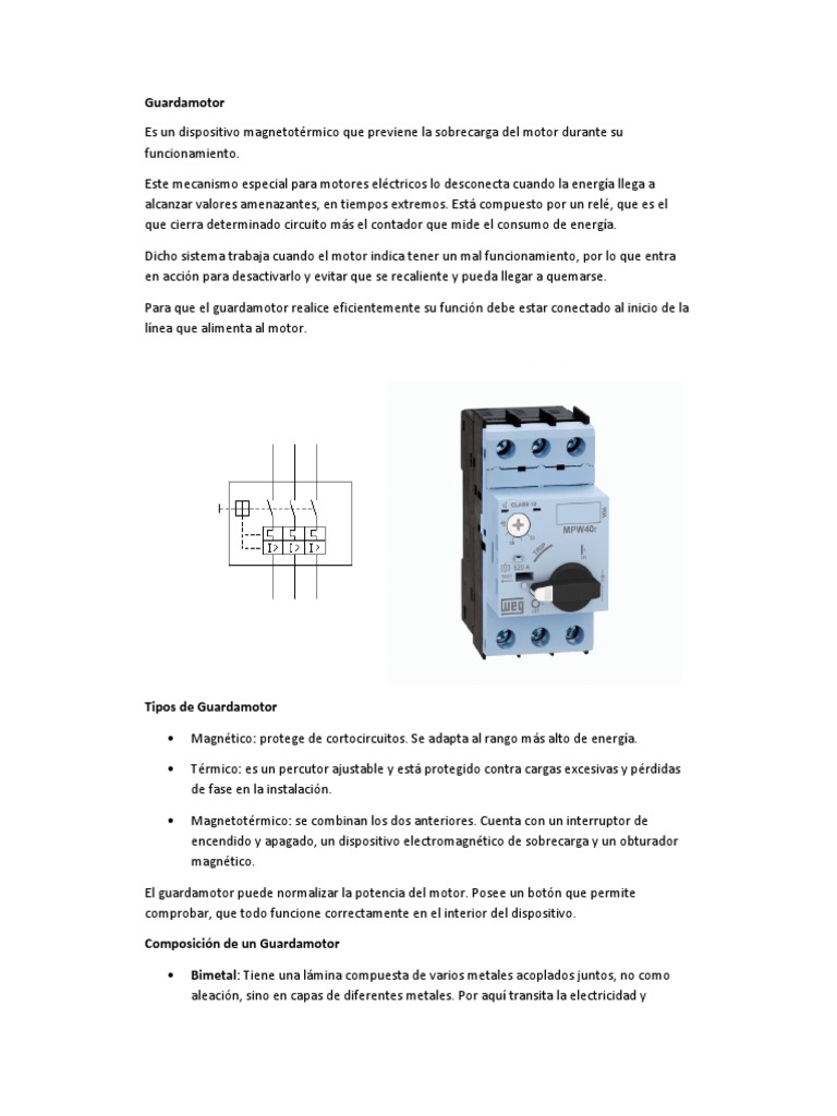 Guardamotor | PDF | Relé | Corriente eléctrica