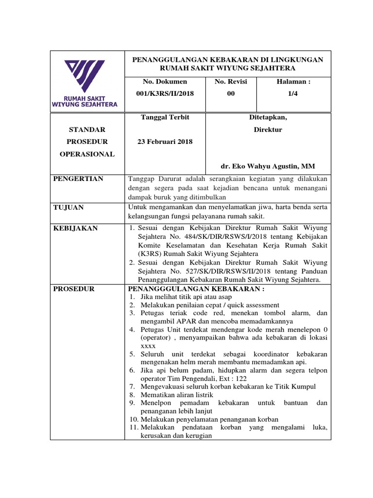 SPO Tanggap Darurat Kebakaran | PDF