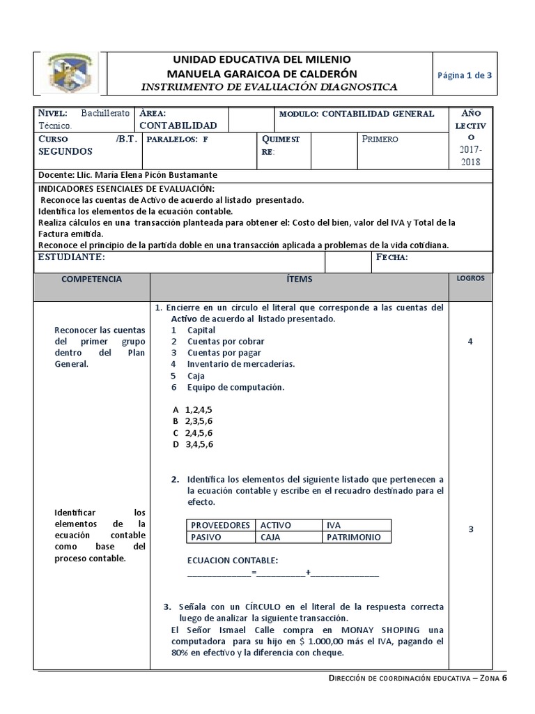 Contab 2 Eval - Diagnostica 2 Contab 2017 2018 | Descargar gratis PDF ...