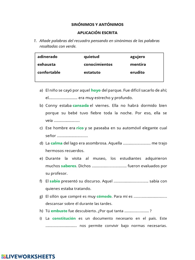 Sinonimos y Antonimos | PDF
