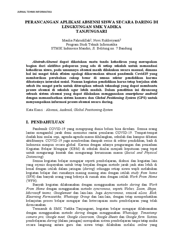 Jurnal Sistem Absensi | PDF