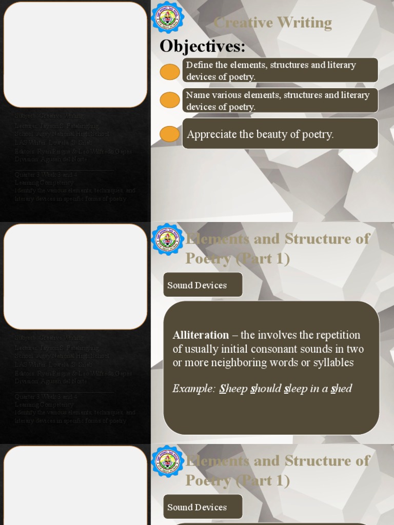 Creative Writing Quarter 3 Week 3-4 Part 1 | PDF | Metre (Poetry) | Poetry