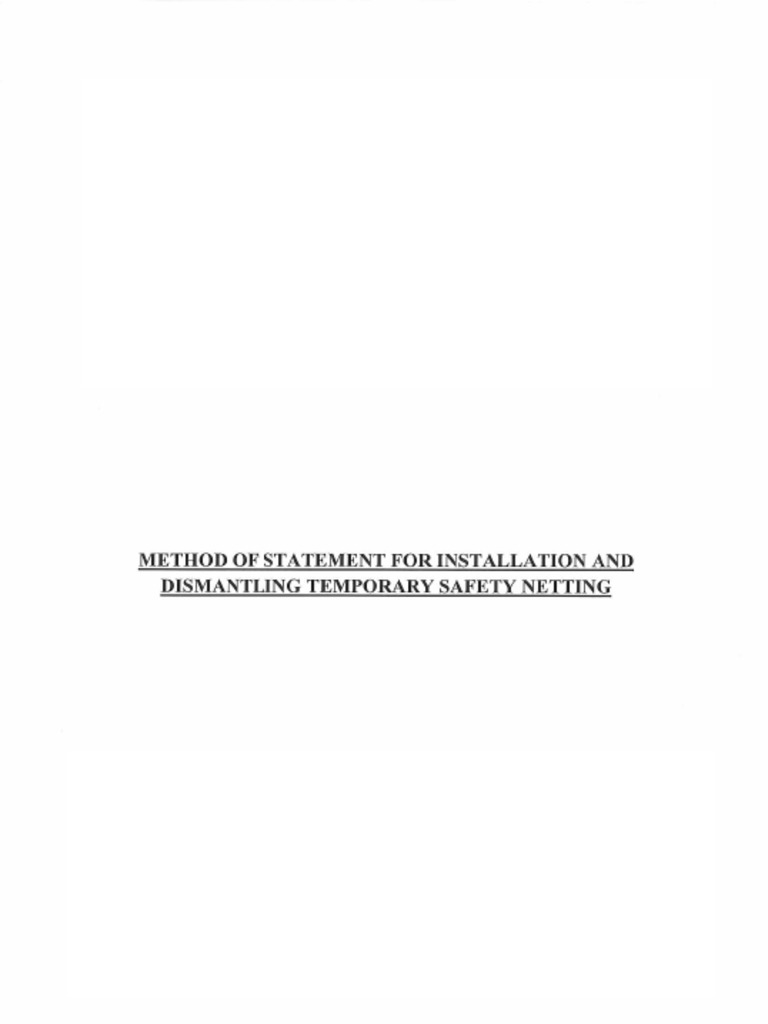 Method Statement - Install and Dismantle Temporary Safety Netting | PDF