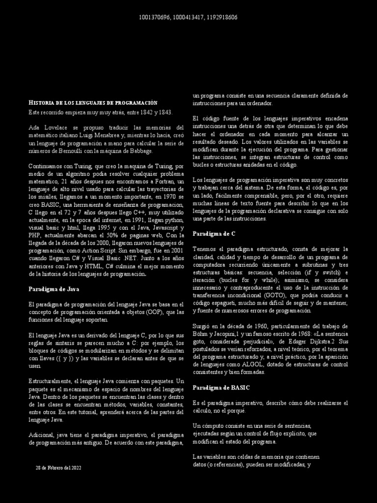 Paradigmas de Los Lenguajes de Programacion | PDF | Lenguaje de programación | Objeto (informática)